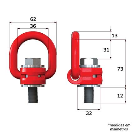 Olhal Aparafusável Giratório para Içamento e Ancoragem LBG M8 ...